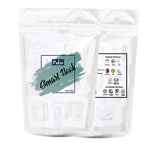Pufai Smart Hook Double Sided Adhesive Bathroom Kitchen Office Hanger Transparent Hanger Waterproof 5 Set 10 Pieces