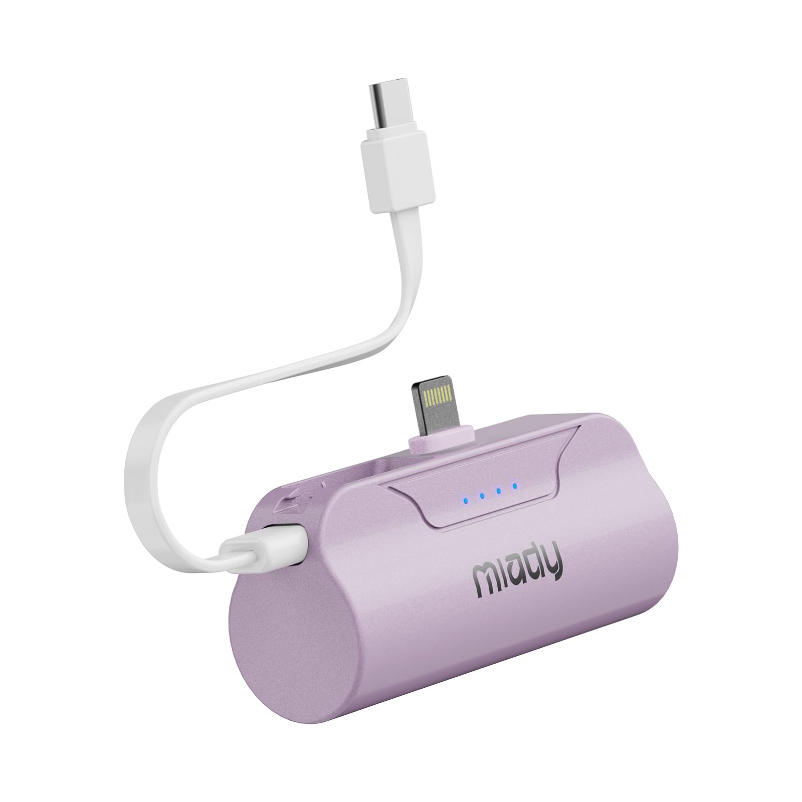 Miady 5000mAh Mini Portable Charger for iPhones, MFI-Certified Portable Phone Charger, Backup Battery Pack Charger Compatible with iPhone 14/13/12/11/X/XS/XR/8/7/6/5 Series (Cream Purple)