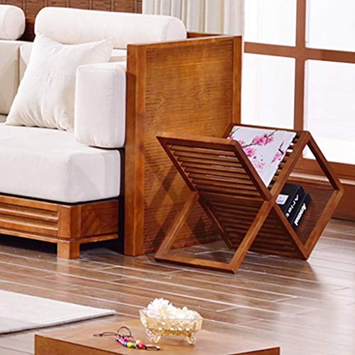 Storage Newspaper Baskets Furniture Wooden Newspaper Rack Study Room Living Room Magazine Rack Rack Study Room Shelves (Color : Brown, Size : 6735cm)