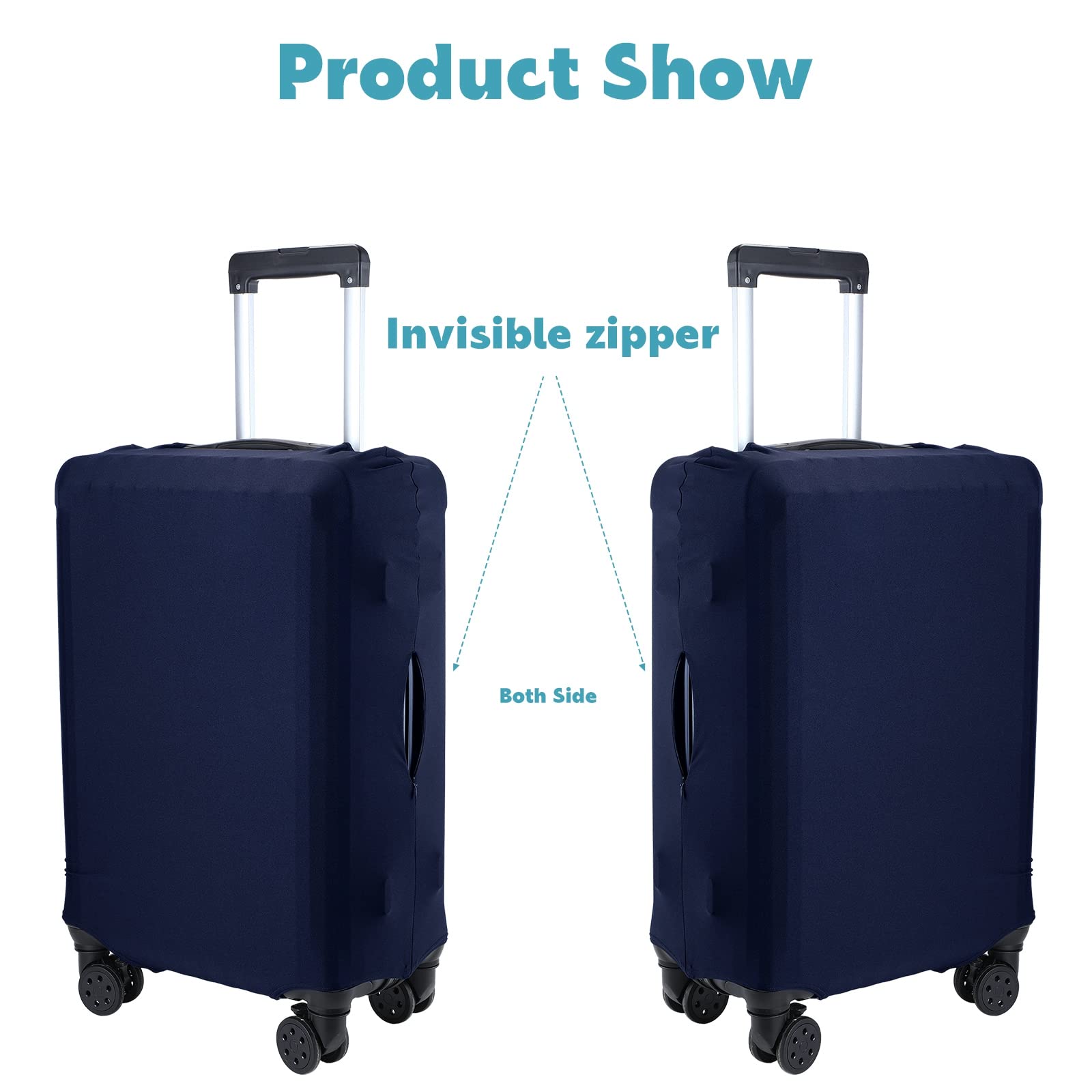 Kajaia 3 Pcs Luggage Cover Suitcase Protector Travel Suitcase Cover Anti Scratch Luggage Protector Washable Fits 18-28 Inch Luggage (Navy Blue)