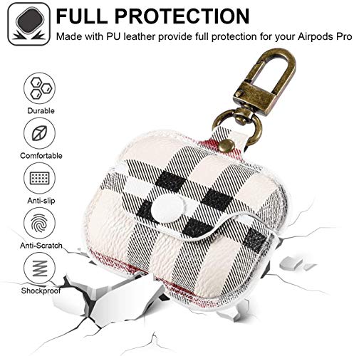 AirPods Pro Case Cute with Keychain Leather Protective Shockproof AirPods 3 Case Cover for Apple AirPods Pro Charging Case - Girl and Women Gift (B)