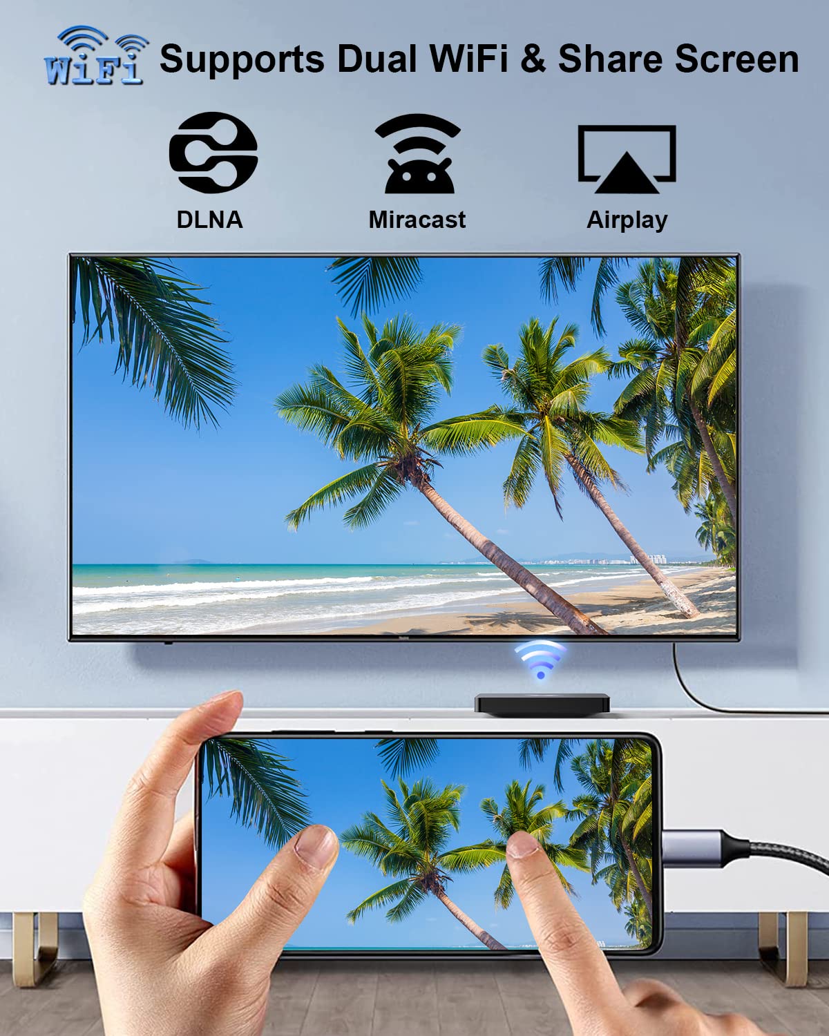 TV Box Android OS 4GB RAM 32GB ROM Quad-Core Cortex-A53 CPU Smart Media Player 2.4G 5G Dual Band WiFi Bluetooth 5.0 HDMI 4K Set Top Box for TV with Ethernet 10/100M