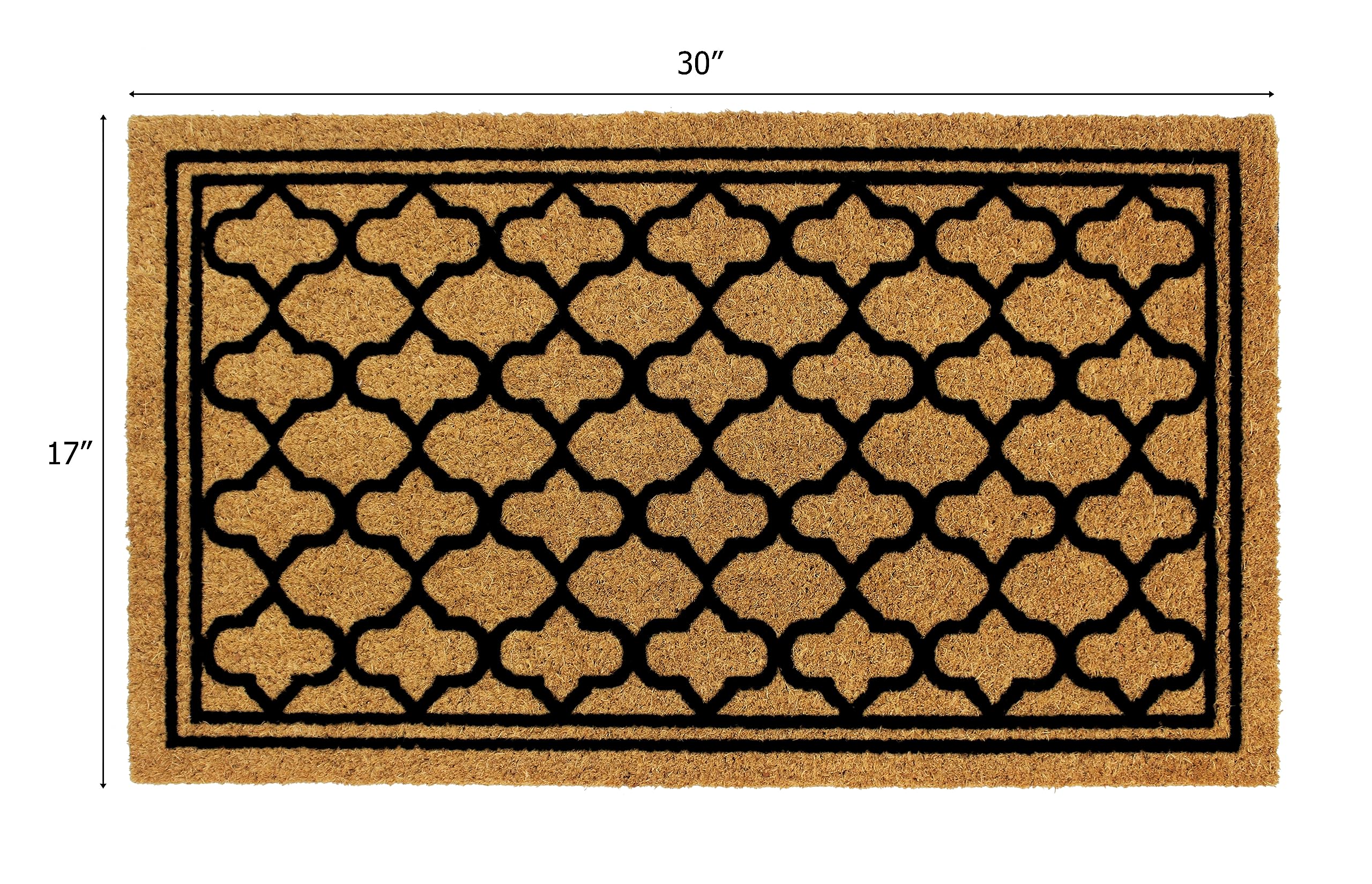 IRONGATE Welcome Doormat - Non Slip Dirt Trapping Chevron Tile Print Coco Coir Door Mat - Low Profile Front Doormat - Indoor Outdoor Durable Easy Clean High Traffic Area Patio Entryway Doormat -17x30