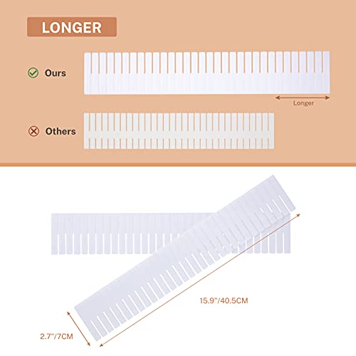 MaidMAX 15Pcs Drawer Dividers for Clothes Adjustable Drawer Organizer for Underwear Makeup Kitchen Utensils Tools 16β x 2.7β DIY Dresser Drawer Separators Organizers for Bedroom Kitchen Office