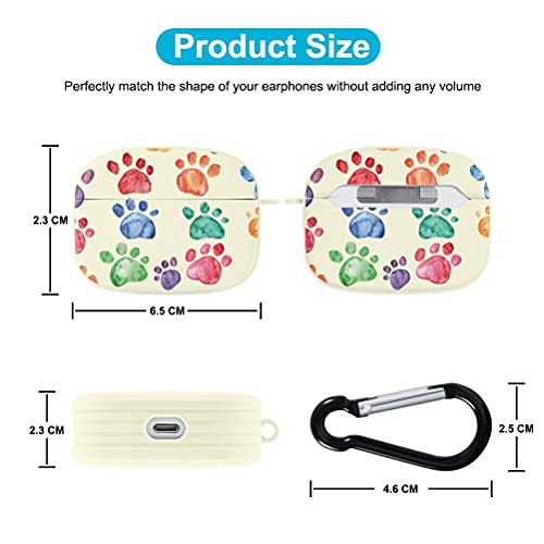 Yoedge Earphone Case Cover for AirPods Pro with Keychain, Soft Silicone Skin Cover with Double Sided Pattern, Full Protective Case with Fashion and Cute Printing, Dog Paw Print