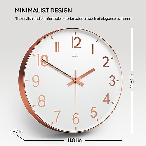 Whiteleopards Pink 12 inch Wall Clocks Battery Operated Silent Non Ticking Modern Wall Clock for Living Room Bedroom Kitchen Office Classroom Decor