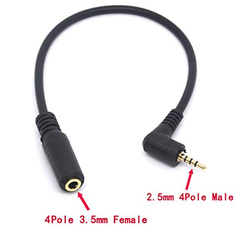 PIIHUSW Angled 2.5mm Male to 3.5mm Female Audio Cable Headphone Adapter, 4 Pole 2.5 to 3.5 Stereo Earphone Headset Converter