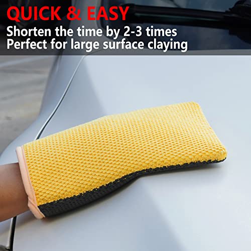 BUFFING HERO Car Polishing Clay Mitt - Medium Grade Clay Bar Wash Mitt Car Detailing Glove for Removing Debris from Your Paint
