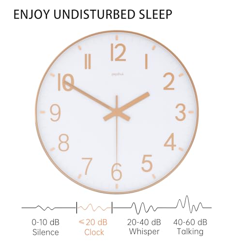 Whiteleopards Pink 12 inch Wall Clocks Battery Operated Silent Non Ticking Modern Wall Clock for Living Room Bedroom Kitchen Office Classroom Decor