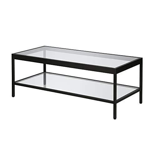 Henn&Hart 45" Wide Rectangular Rectangular Coffee Table in Blackened Bronze, Modern Rectangular Coffee Tables for living room, studio apartment essentials