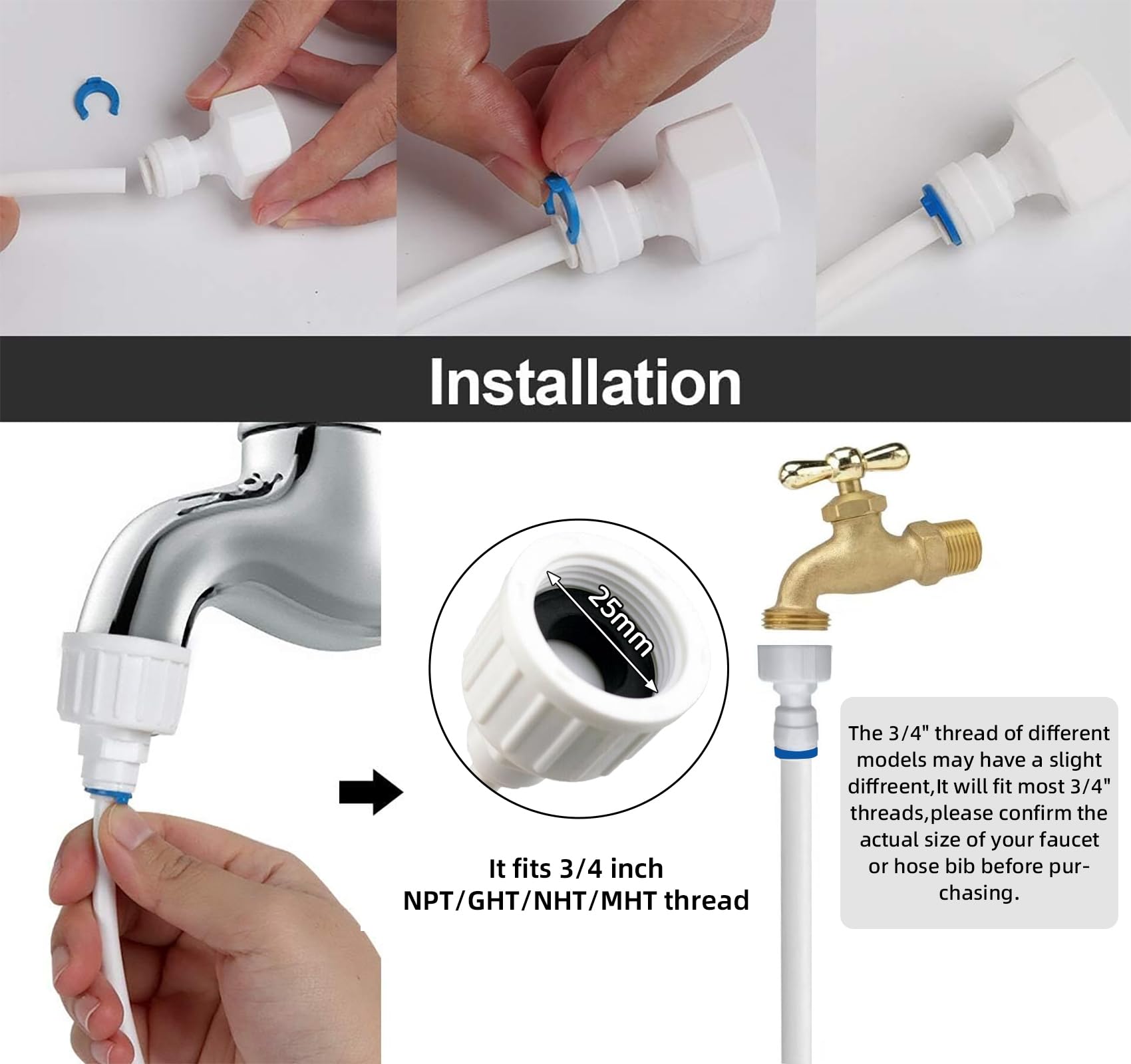 49.2Ft Water Supply Pipe Tube,Refrigerator Water Line +Fridge Connector Kit, ice Maker Water Line Kit for Refrigerator,Ice Maker... (1/4" tubing Pipe)-Easy Installation