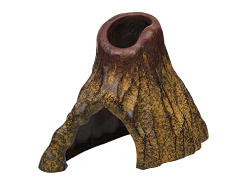 Plecoceramics Aqaurium Volcano Ceramic Decoration, Hideout Log Ornament Hiding Place for Plecos Cichlids Betta Fish