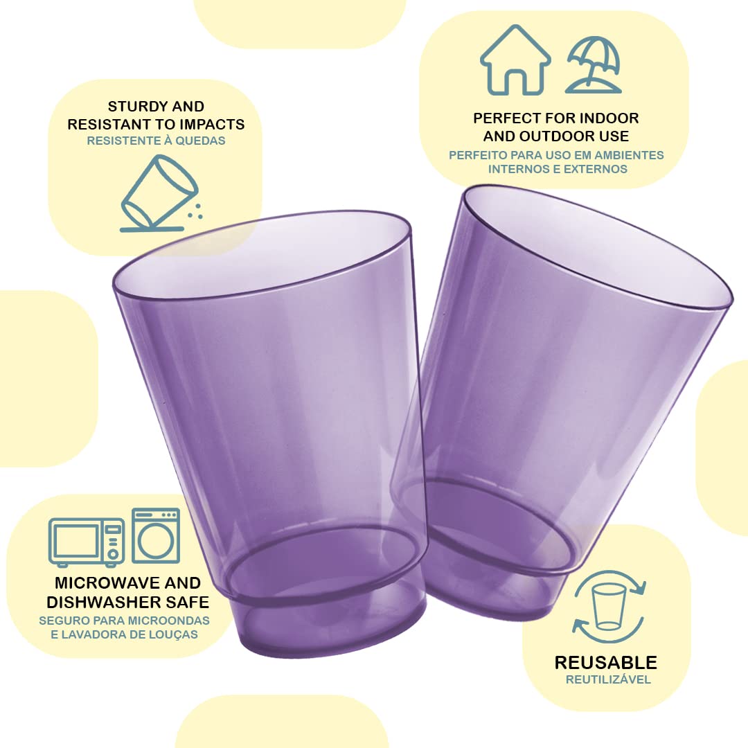 Acrimet Plastic Cup, Reusable, 10oz | 300ml, Tumbler Water, Machine Washable, Stackable Beverage Tumblers, Drinking Cup, Shatterproof, Durable (Purple Color) (Set of 10)