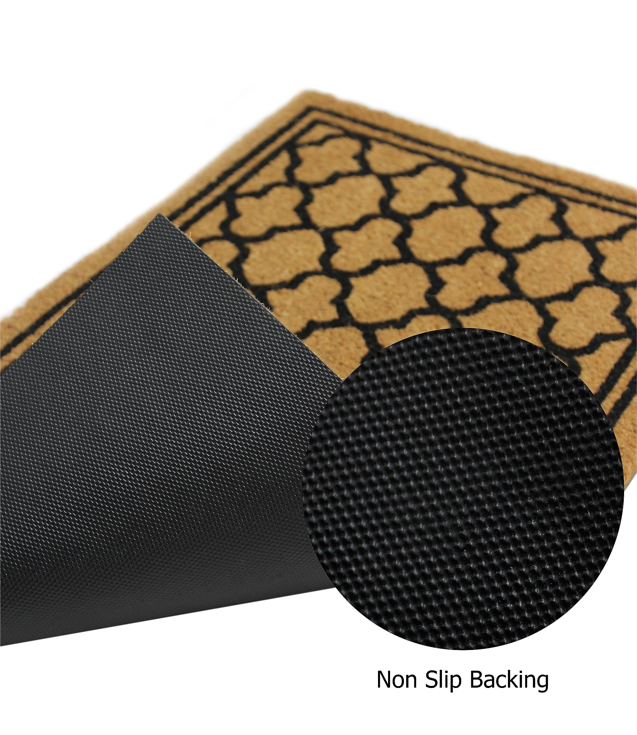 IRONGATE Welcome Doormat - Non Slip Dirt Trapping Chevron Tile Print Coco Coir Door Mat - Low Profile Front Doormat - Indoor Outdoor Durable Easy Clean High Traffic Area Patio Entryway Doormat -17x30