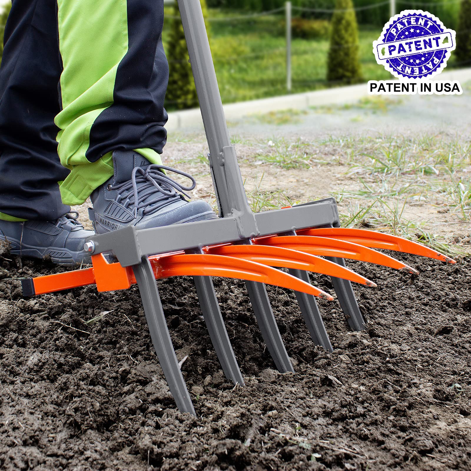 Walensee Broad Fork Tool Cultivator Tiller Manual Hand Tiller with 9 Steel Tines for Garden & Lawn 2-IN-1 Garden Twist Tiller for Regularly Digging and Crushing Soil, Pitchfork Boradfork Tool For Farm