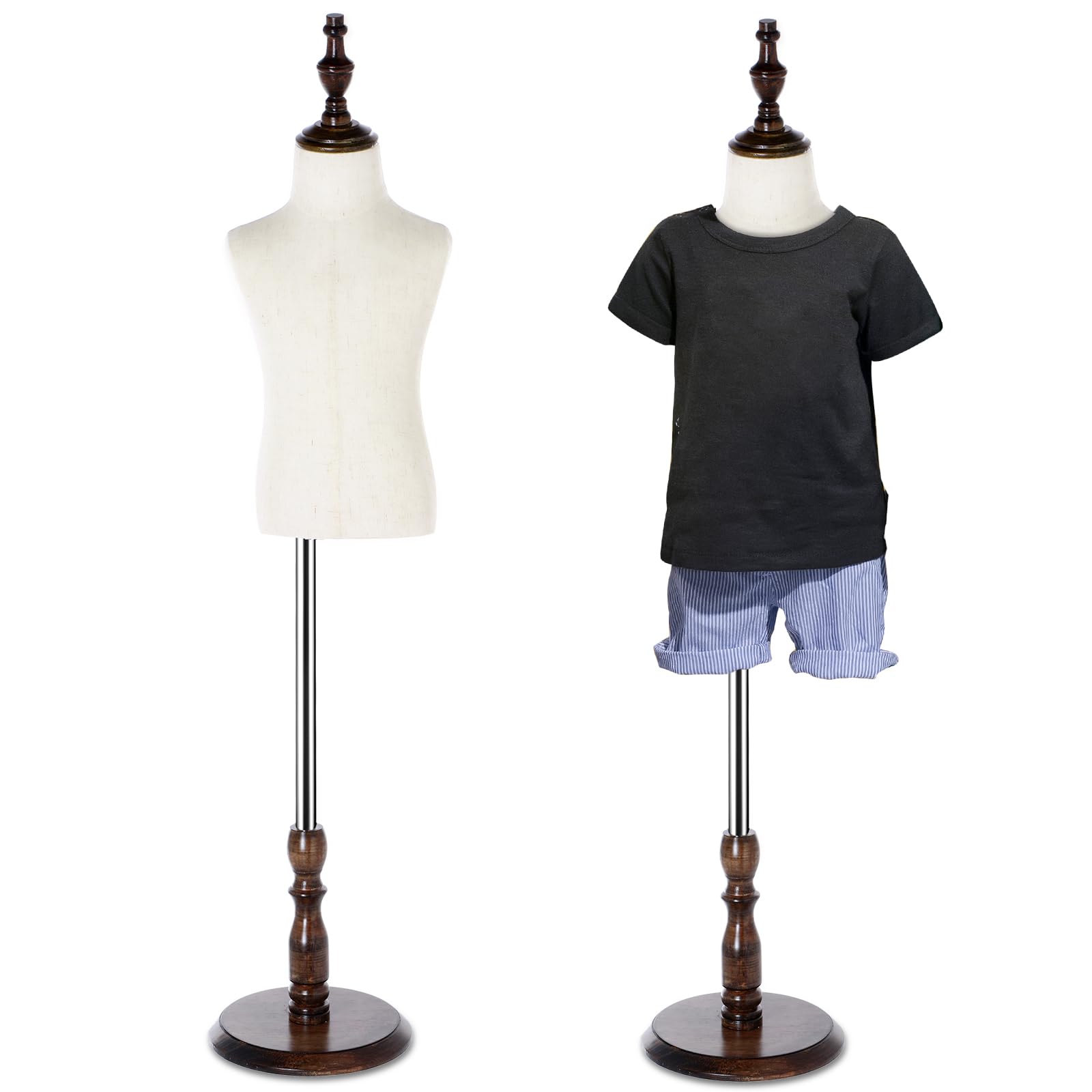 Geetery 2 Pcs Kid Dress Form Adjustable Toddler Clothes Mannequins Children's Mannequin with Wooden Base for Window Counter Studio Clothing Store Display (2-3 Years Old)