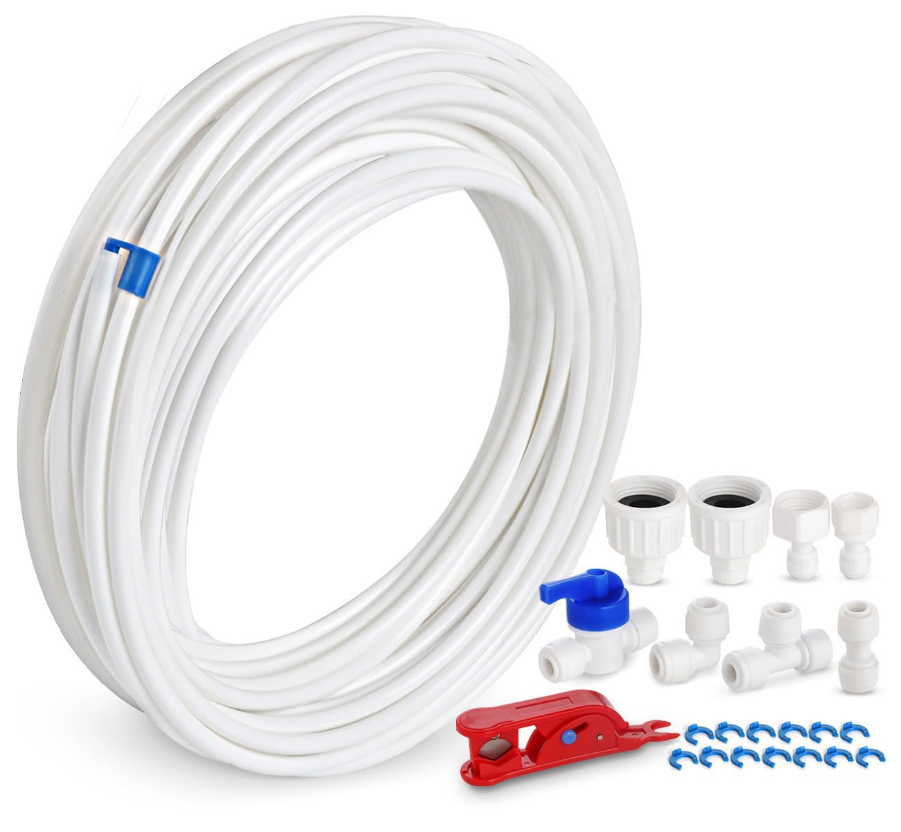 49.2Ft Water Supply Pipe Tube,Refrigerator Water Line +Fridge Connector Kit, ice Maker Water Line Kit for Refrigerator,Ice Maker... (1/4" tubing Pipe)-Easy Installation