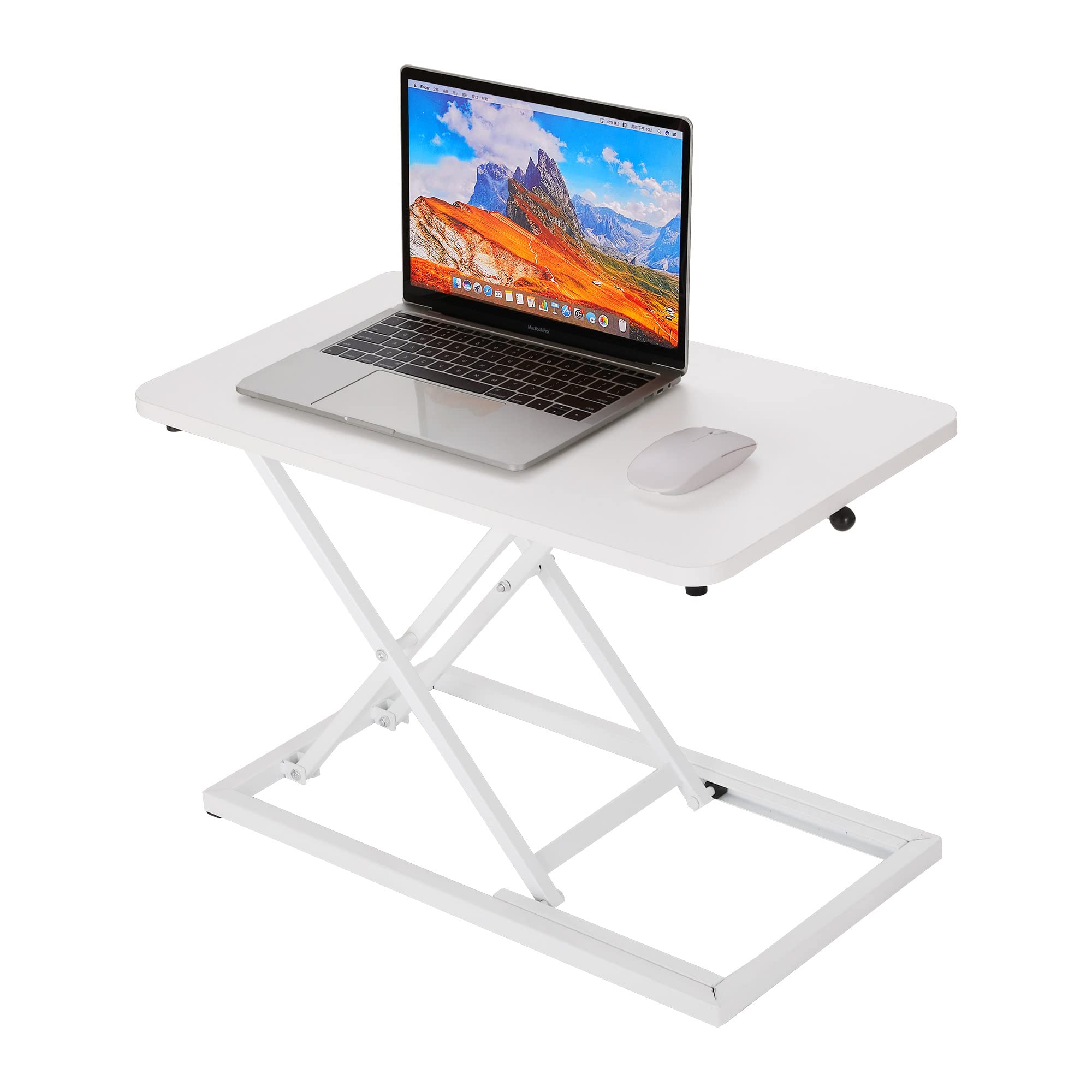 Standing Desk Converter White,Stand up Desk Riser on The Table,Adjustable Height Table top Apply for Laptop and Single Monitor Workstation Office Use.