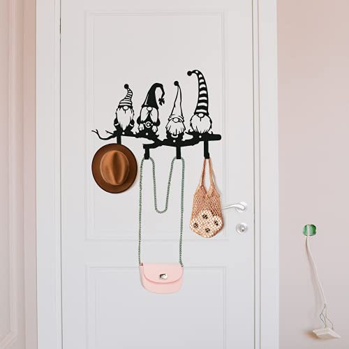 Gnome Gift Metal Key Holder for Wall Decorative, Gnome Key Rack Hanger Wall Mounted with 4 Hooks, Cute Gnome Décor for Entryway Key Cabinet Indoor Children Room