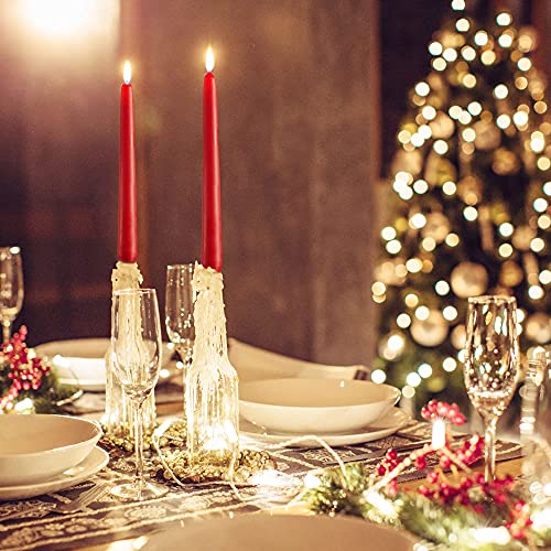 SPAAS Red Taper Candles - 4 Pack | 10 Inch Tall Candles, Scent-Free Premium Wax Candle Sticks | 8 Hour Long Burning Red Dinner Candles for Home Decoration, Wedding, Holiday and Parties