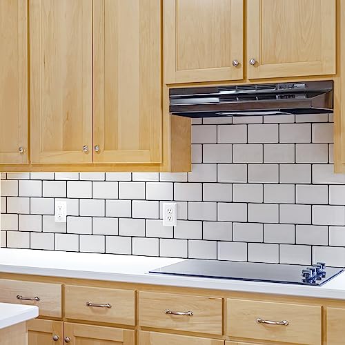 Art3d Backsplash Tile for Kitchen Peel and Stick, 10-Sheet Stick on Subway Tiles for Kitchem, Bathroom Back Splashes, 12"x12", Warm White with Black Grout