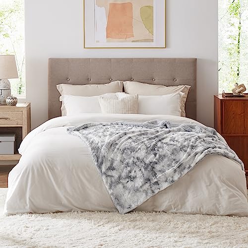 Bedsure Sherpa Blanket Twin Size - Soft, Fuzzy & Fluffy Faux Fur - Warm, Cozy Blanket for Couch, Sofa and Bed, Tie Dye Design, Light Grey, 60x80 Inches