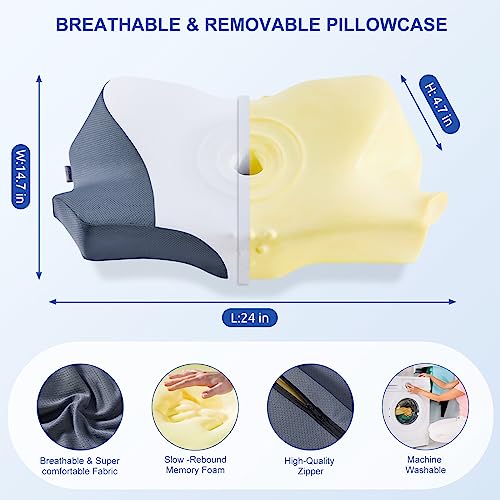 FAIORD Memory Foam Cervical Neck Pillows, Cervical Pillow for Neck and Shoulder Pain Relief, Orthopedic Ergonomic Contour Back Support Pillow for Side, Back & Stomach Sleepers with Cooling Pillowcase