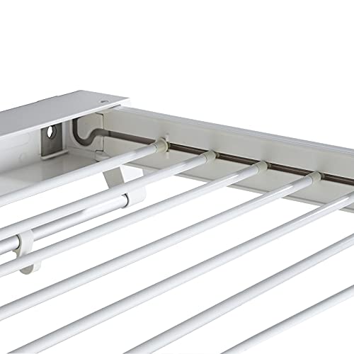 Delysia King Clothes Laundry Drying Rack,Collapsible Wall Mounted Hanger|7 Drying Rods (White)