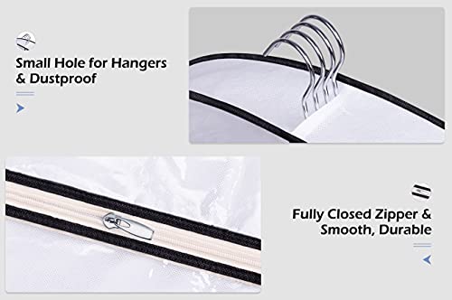 SLEEPING LAMB 60'' Long Hanging Garment Bags for Closet Storage Gusseted Clear Dress Bag for Clothes, Gowns, Coats, Suits, 5 Packs