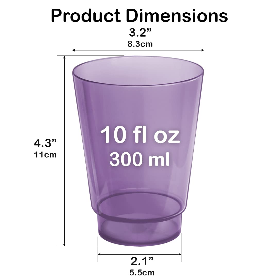 Acrimet Plastic Cup, Reusable, 10oz | 300ml, Tumbler Water, Machine Washable, Stackable Beverage Tumblers, Drinking Cup, Shatterproof, Durable (Purple Color) (Set of 10)
