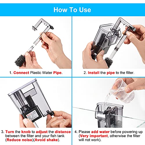 DaToo Aquarium Hang On Filter Small Fish Tank Hanging Filter Power Waterfall Filtration System