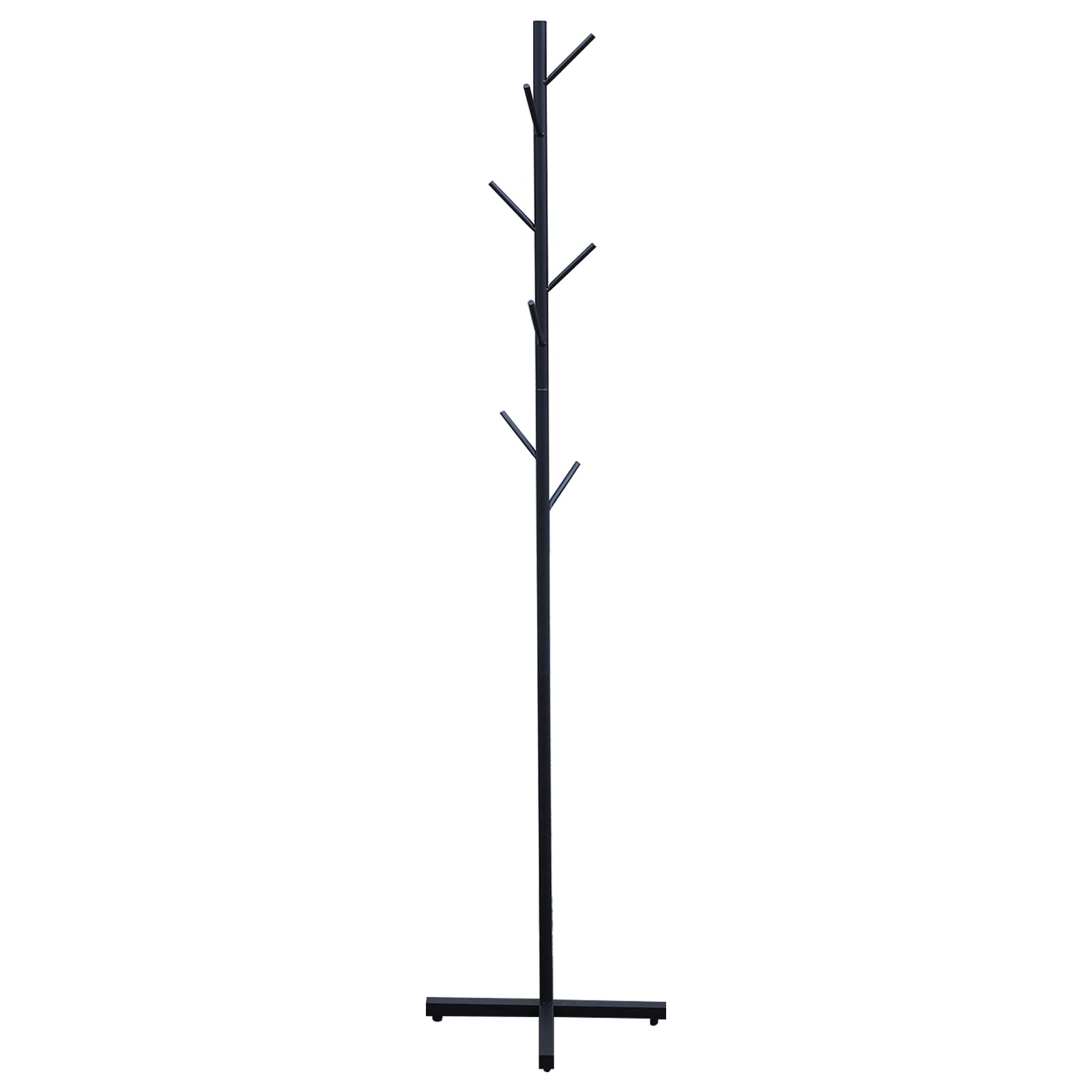 XUANIIIL Modern Metal Coat Rack with 7 Hooks and Cross Base, Free Standing Heavy Duty Hanger Stand, Hall Tree for Entryway, Home Office Clothes Hats Bags Umbrella Purse Organizer (Black)