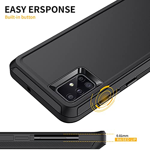 Mieziba for Galaxy A51 5G Case,Shockproof Dropproof Dustproof 3-Layer Full Body Protection Rugged Heavy Duty High Impact Hard Cover Case for Samsung Galaxy A51 4g 6.5 inch,Black