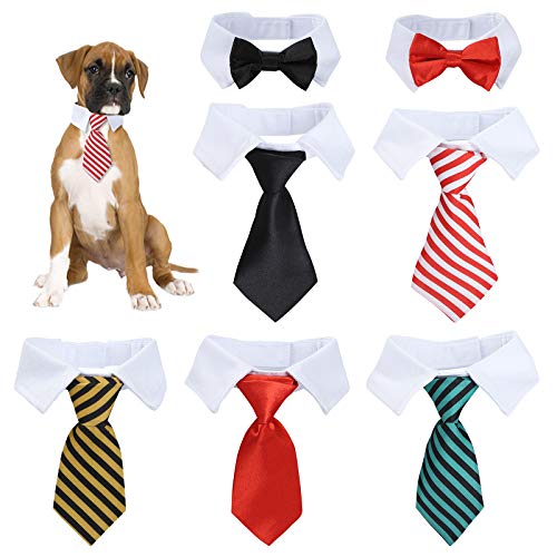 7 Striped Tie, Velcro Tie, Adjustable Pet Bow Ties ,Formal Classy Tuxedo Bow Ties,Multiple Colors to Choose Suitable for Pet Birthday, Party, Wedding, ,Surprise for Kittens and Puppies