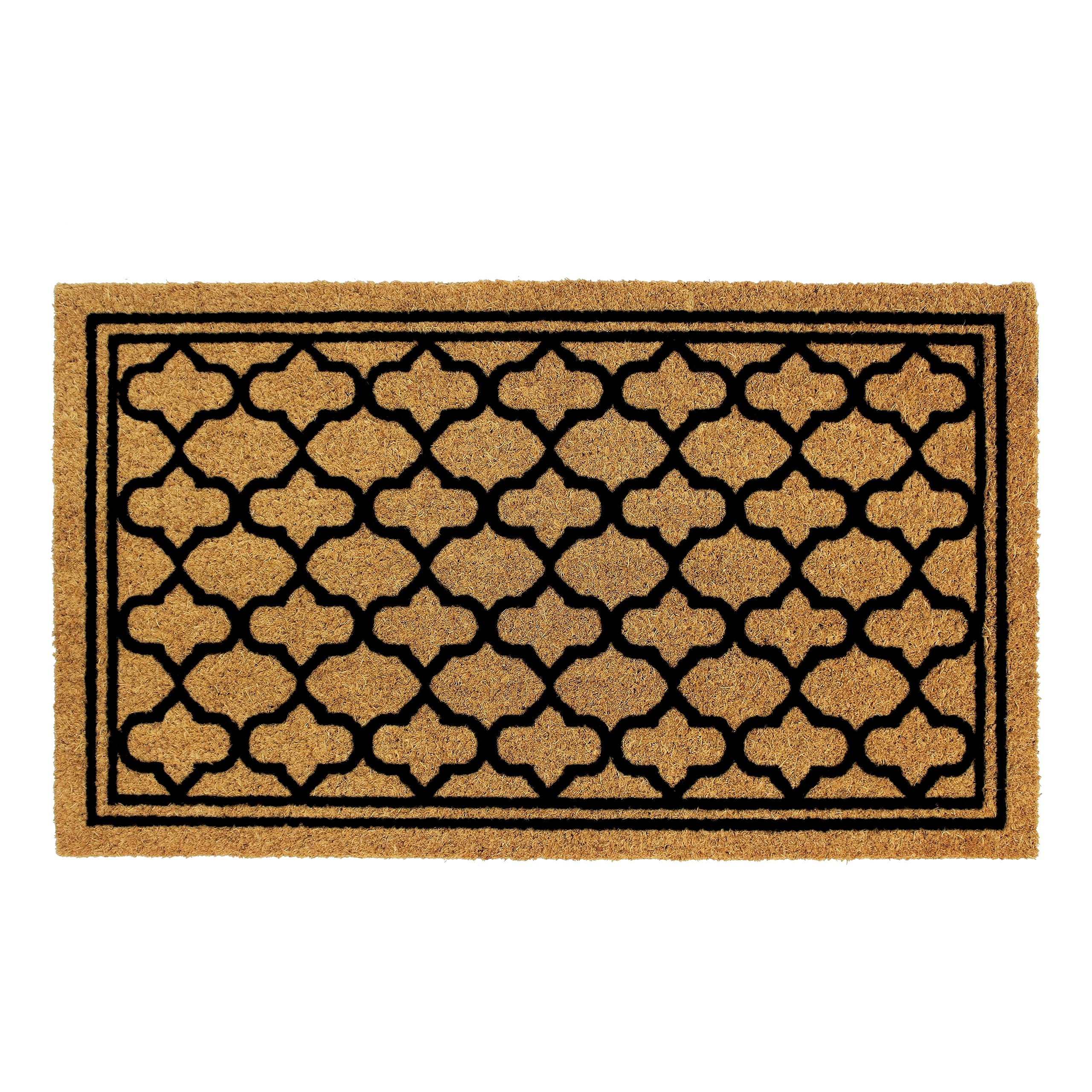 IRONGATE Welcome Doormat - Non Slip Dirt Trapping Chevron Tile Print Coco Coir Door Mat - Low Profile Front Doormat - Indoor Outdoor Durable Easy Clean High Traffic Area Patio Entryway Doormat -17x30