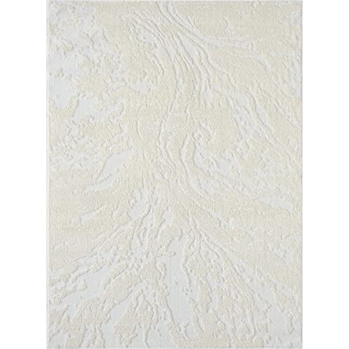 LUXE WEAVERS Abstract Textured Marble Swirl Cream 8x10 Area Rug