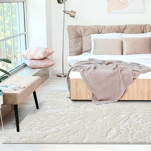 LUXE WEAVERS Abstract Textured Marble Swirl Cream 8x10 Area Rug