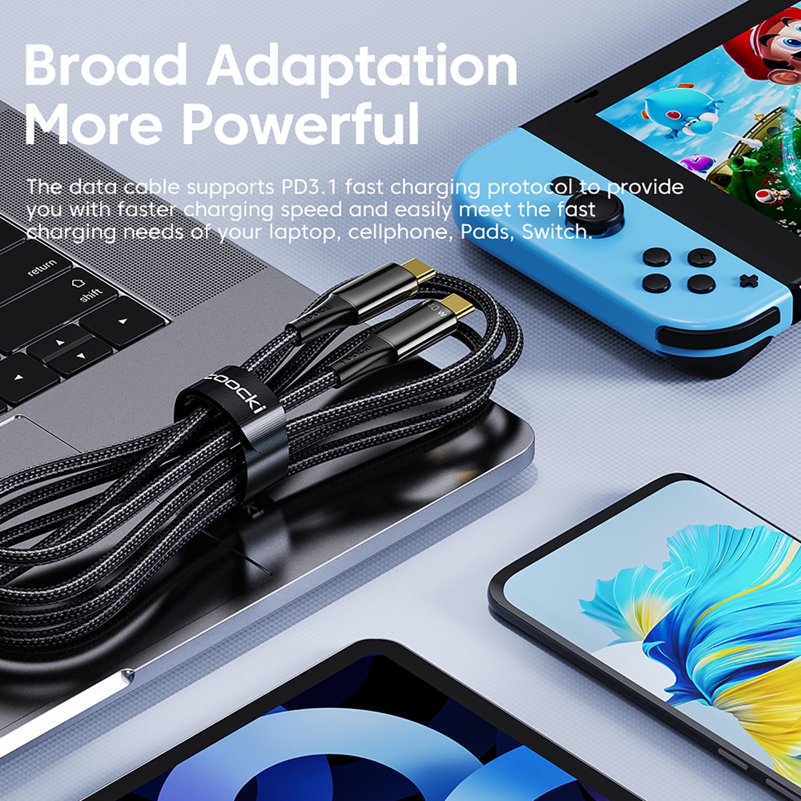 USB 4 Cable 3.3ft, 240W Fast Charging USB C Cable, 40 GbpsData Transfer Supports 8K@60hz HD Display, Compatible with Thunderbolt 4/3, iPhone 15 Pro Max, Apple Vision Pro, MacBook, Monitor (6.6Ft)