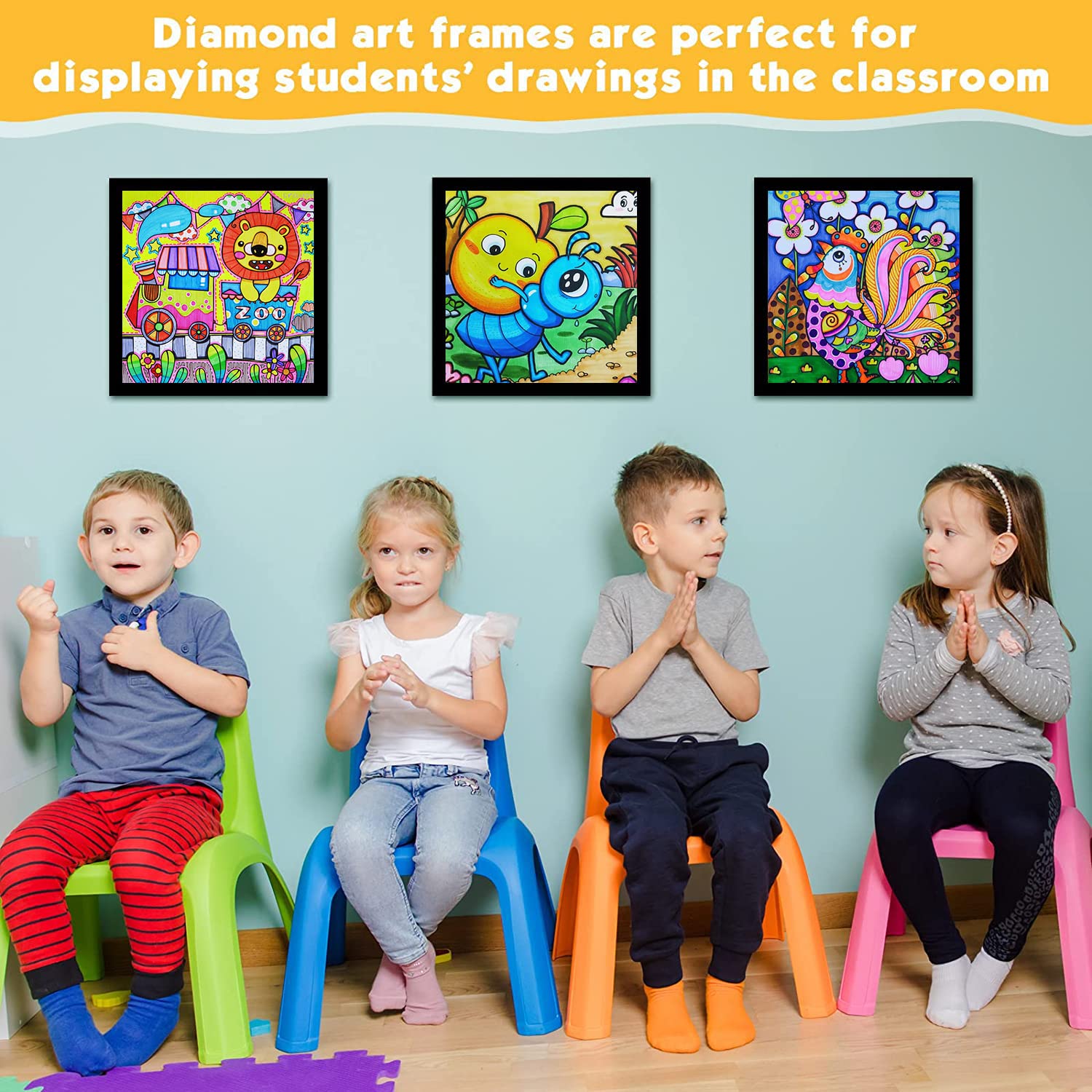 BESTING 10 Pack 12" x 16" Diamond Painting Canvas Frames Self-Adhesive Diamond Magnetic Black Art Canvas Frames for Home Wall Office Store Door Decor (PF3040P10)