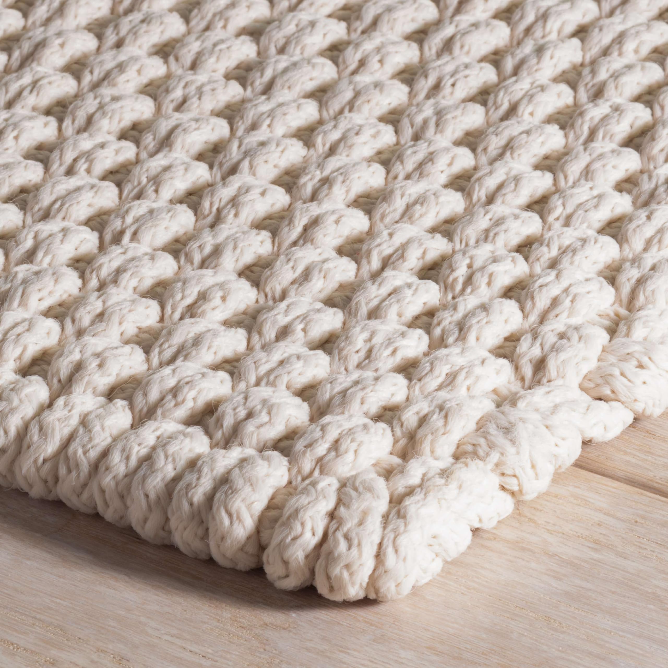 Dash and Albert Rope Indoor/Outdoor Area Rug - 2.5' x 12' Runner Ivory Solid Handwoven Accent Rug - Durable, Fade Resistant, Washable, High Traffic Friendly