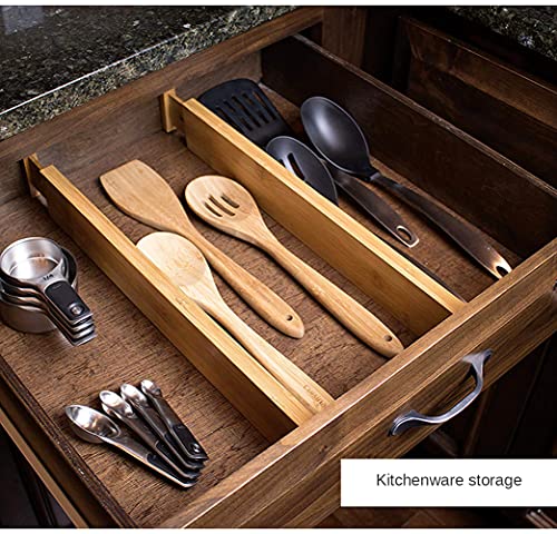 Bamboo Drawer Dividers Set of 4, Adjustable Drawer Organizers for Kitchen, Bedroom, Bathroom, Dresser & Office (13"-17")