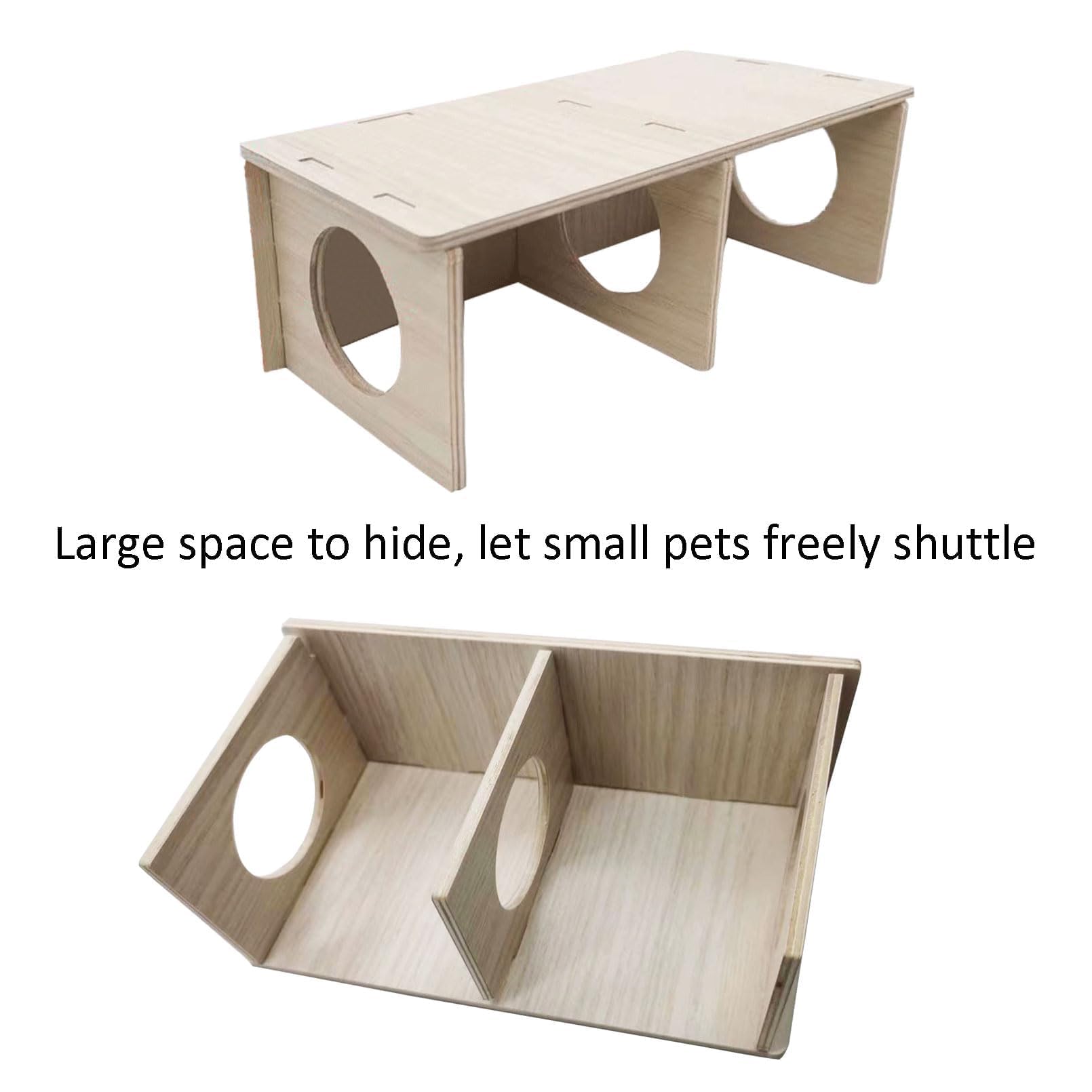 Hamiledyi Wooden Hamsters 2-Chamber Hideout-Tunnel Multi Chamber Exploring Toy Hamster Exploring Labyrinth Tunnel Toy for Hamsters Mice