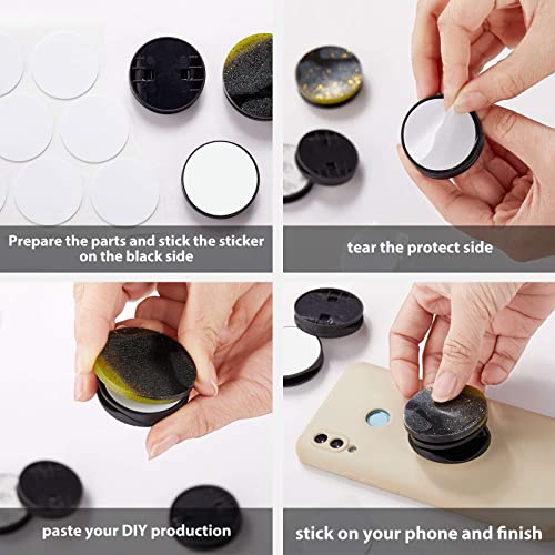 30 Phone Grip Holder with Double-Sided Sticker Phone Finger Expanding Stand Holder for Almost Phones Cases (Black, White)