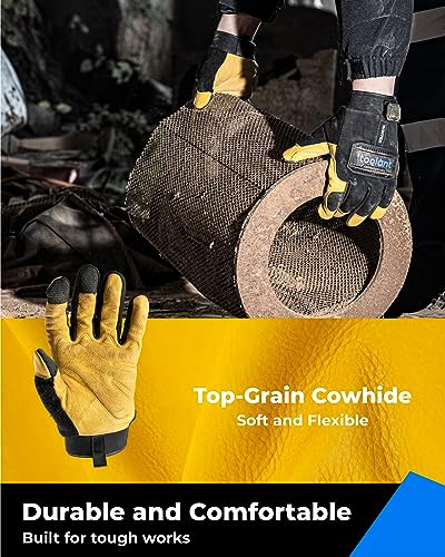 toolant Waterproof Winter Leather Work Glove Men, Thor Series, Heavy Duty Mechanic Gloves, Warm 3M Insulate Lining, Touchscreen, with Impact Protection, Small