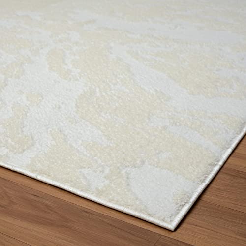LUXE WEAVERS Abstract Textured Marble Swirl Cream 8x10 Area Rug