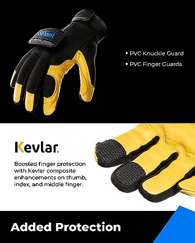 toolant Waterproof Winter Leather Work Glove Men, Thor Series, Heavy Duty Mechanic Gloves, Warm 3M Insulate Lining, Touchscreen, with Impact Protection, Small