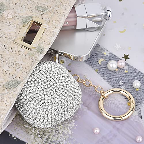 Case for Samsung Galaxy Buds 2 / Buds Live/Buds Pro/Buds 2 Pro, Filoto Cute TPU Earbuds Protective Case Cover with Shiny Disco Ball Keychain Accessories for Women Girls (Glittery Silver)