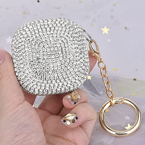 Case for Samsung Galaxy Buds 2 / Buds Live/Buds Pro/Buds 2 Pro, Filoto Cute TPU Earbuds Protective Case Cover with Shiny Disco Ball Keychain Accessories for Women Girls (Glittery Silver)