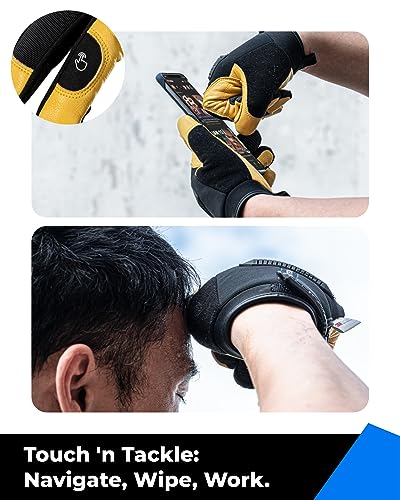 toolant Waterproof Winter Leather Work Glove Men, Thor Series, Heavy Duty Mechanic Gloves, Warm 3M Insulate Lining, Touchscreen, with Impact Protection, Small