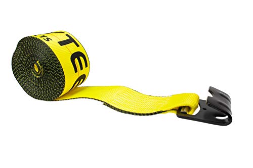 Mytee Products (10 Pack Winch Straps 4" x 27' Yellow Heavy Duty with Flat Hooks WLL# 5400 lbs | Flatbed Straps Tie Down 4 Inch Cargo Control Truck Straps for Flatbed Truck Utility Trailer